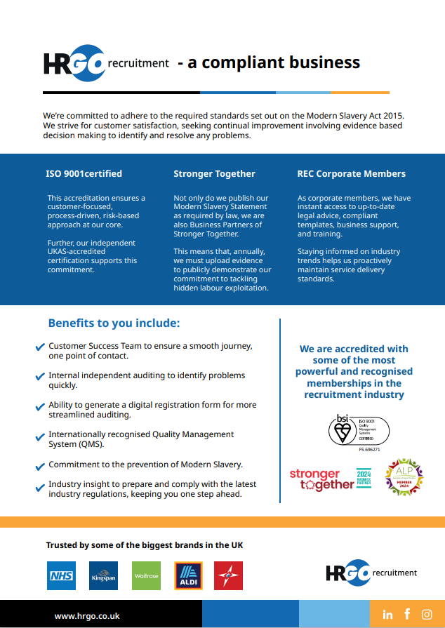 HRGO A5 Leaflet - Compliance (Packed in 50s) – HRGO Product Portal